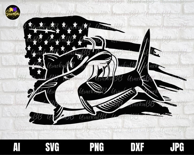 Catfishing Svg, US Fishing Svg, Catfish American Flag,usa Flag ...