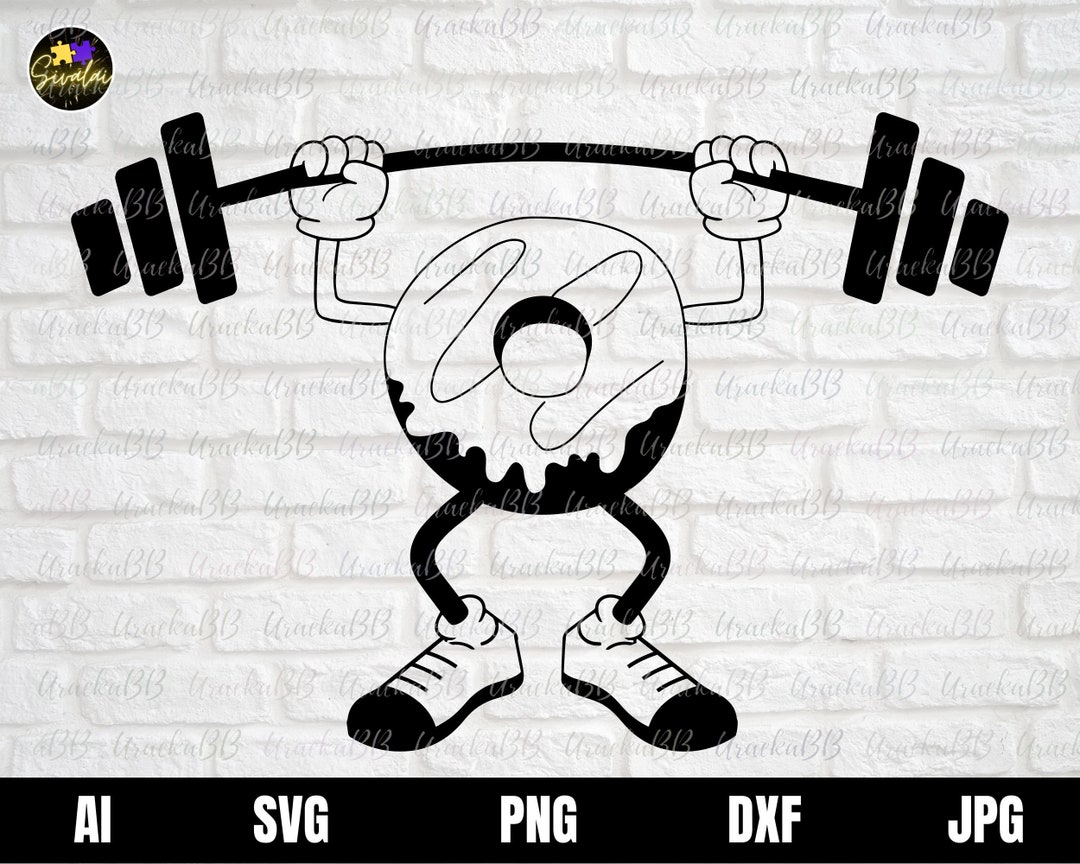 Funny Donut Svg, Donut Barbell Svg, Funny Gym Svg, Donut Workout Svg ...
