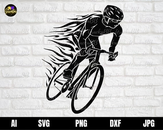 Bicycle Svg Cyclist Svg Bike Flame Svg Man on Bike SVG - Etsy Canada