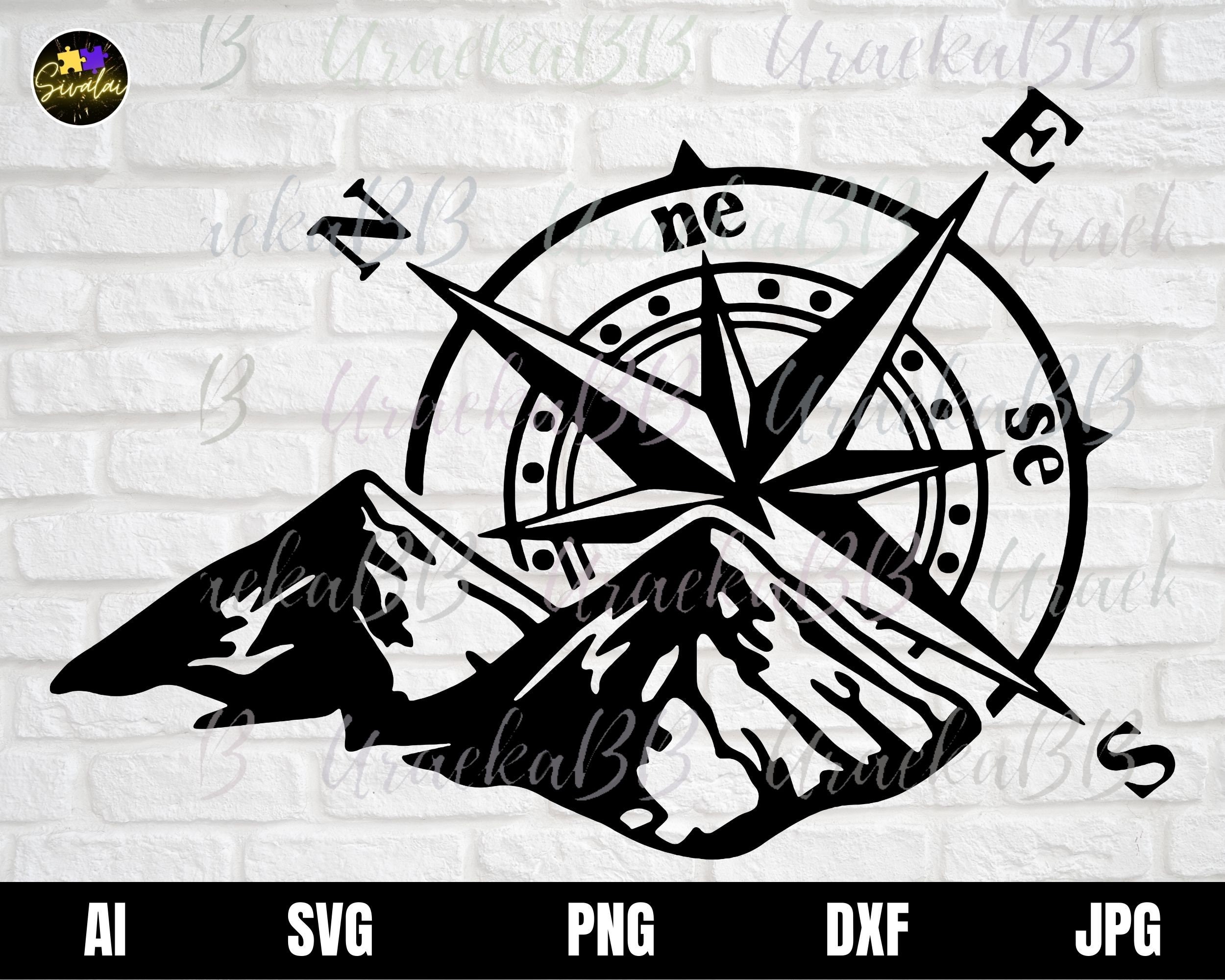 Compass Navigation SVG Mountain Compass SVG Mountain svg | Etsy