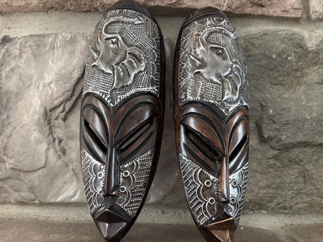 Hand Crafted Adinkra Wooden /metal Mask Home /office Decor - Etsy