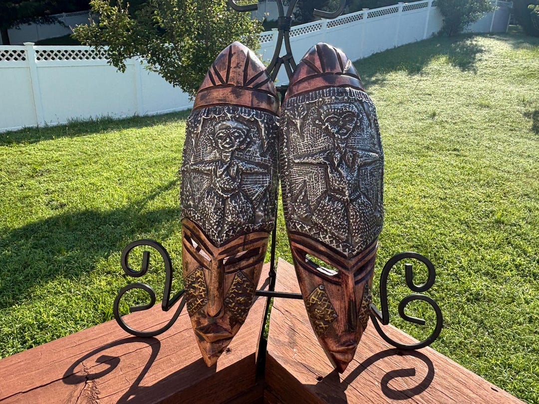 Hand Crafted Wooden /metal Adinkra Masks Home/office Decor - Etsy