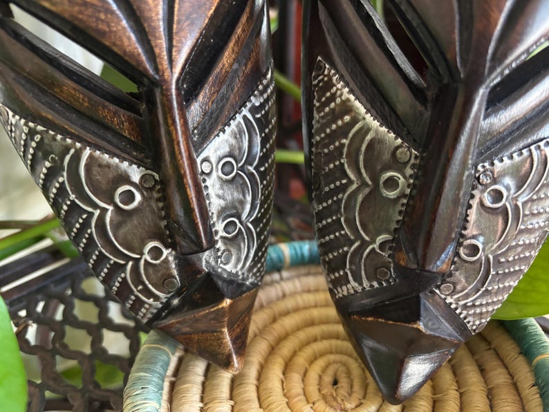 Hand Crafted Adinkra Wooden /metal Mask Home /office Decor - Etsy