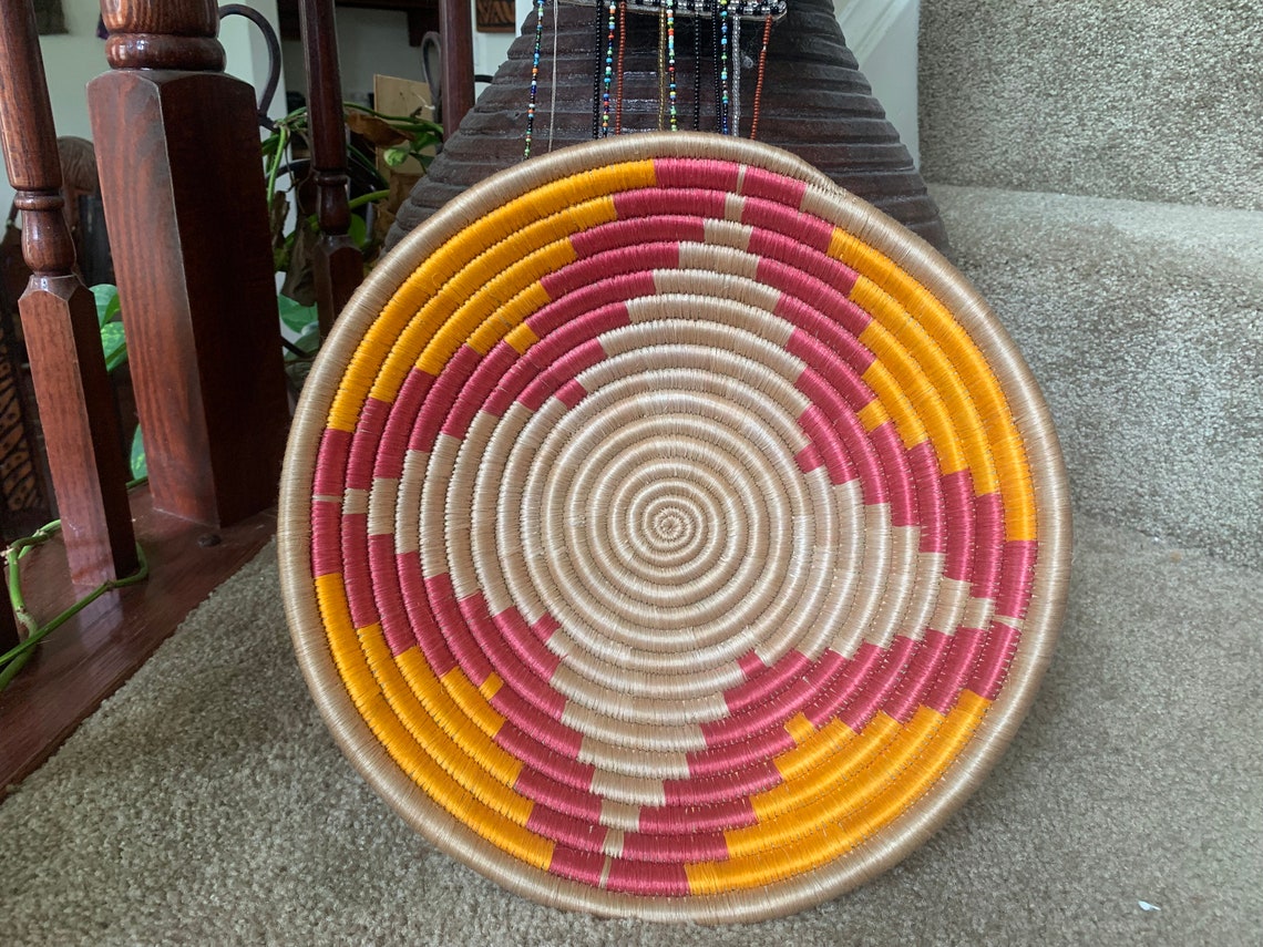 Rwandan Agaseke Hand Coiled Fruit Bowl Basket/wall Decor - Etsy