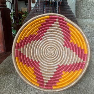 Rwandan Agaseke Hand Coiled Fruit Bowl Basket/wall Decor - Etsy