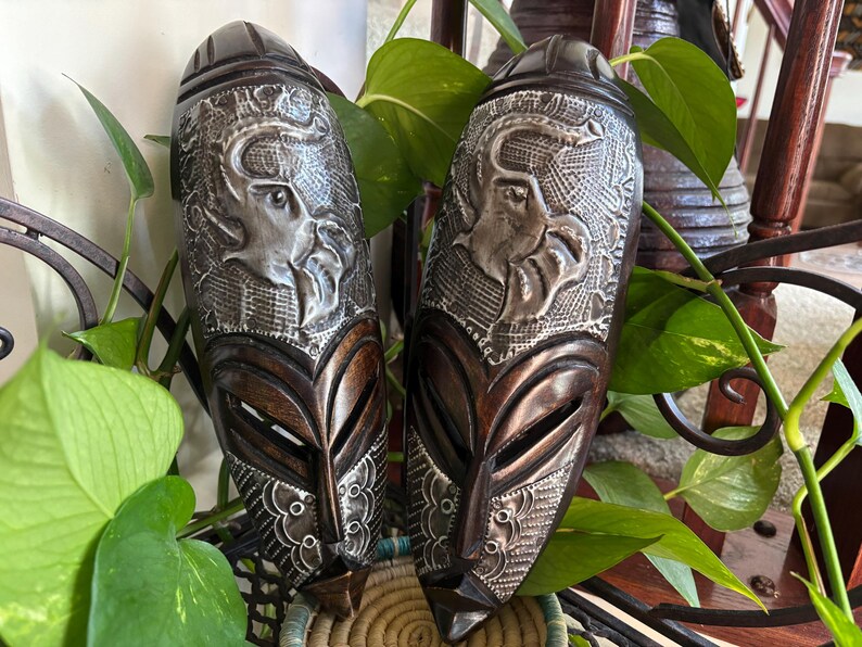Hand Crafted Adinkra Wooden /metal Mask Home /office Decor - Etsy