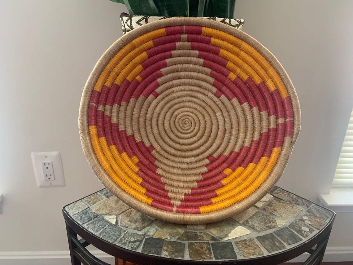 Rwandan Agaseke Hand Coiled Fruit Bowl Basket/wall Decor - Etsy