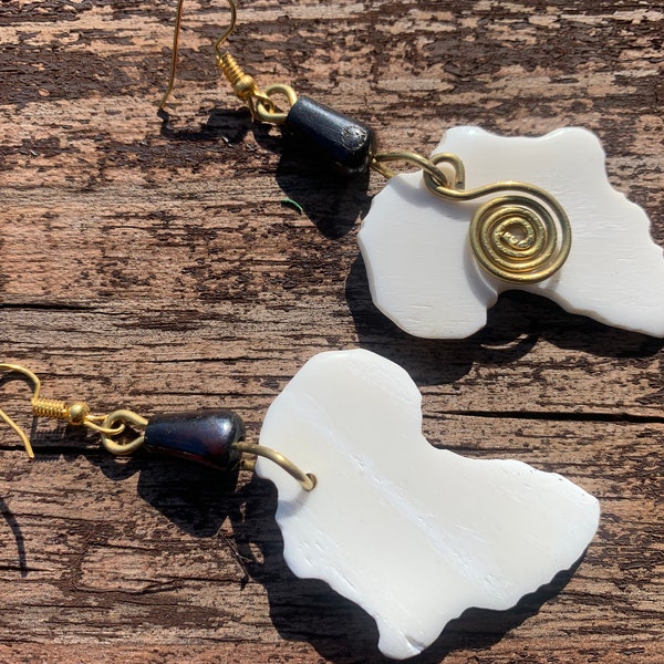 Africa Map Bone Earrings - Etsy