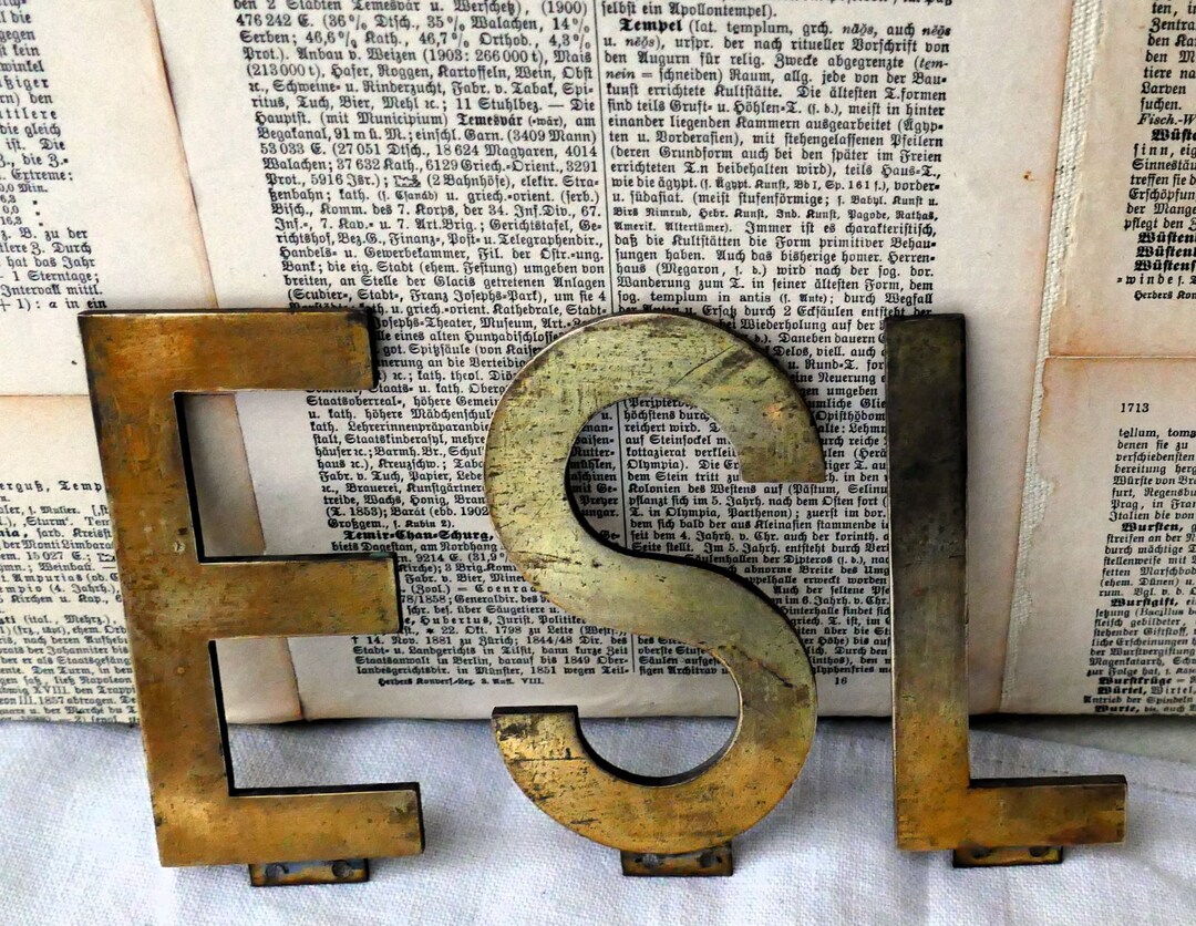 Vintage Old Letter, Made of Brass With Patina, Letters, Decoration ...