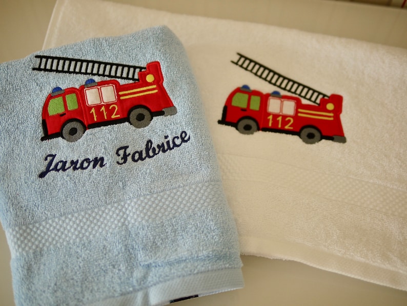 Personalized Firefighter Towel for Children With Name, Fire Truck ...