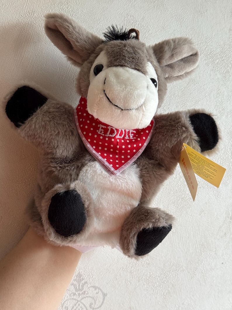 Donkey Hand Puppet, Stuffed Animal, Plush Donkey, Cuddly Toy, Gift for ...