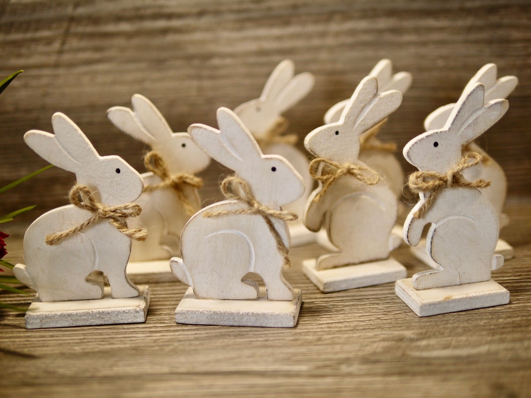8 Weiße Hasen Aus Holz Entzückende Osterdekoration - Etsy UK