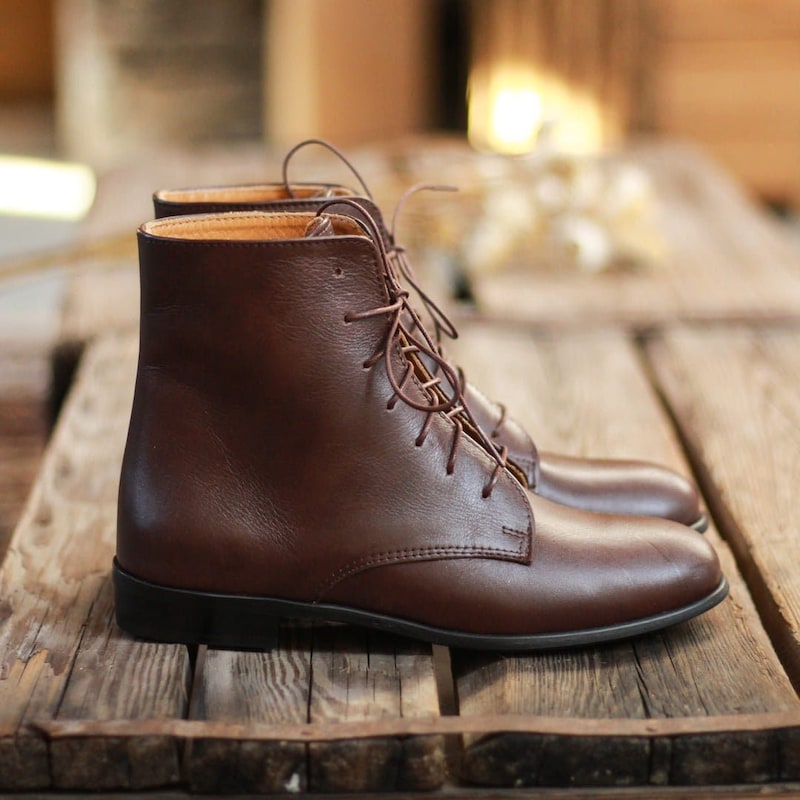 Leather Lace up Boot - Etsy