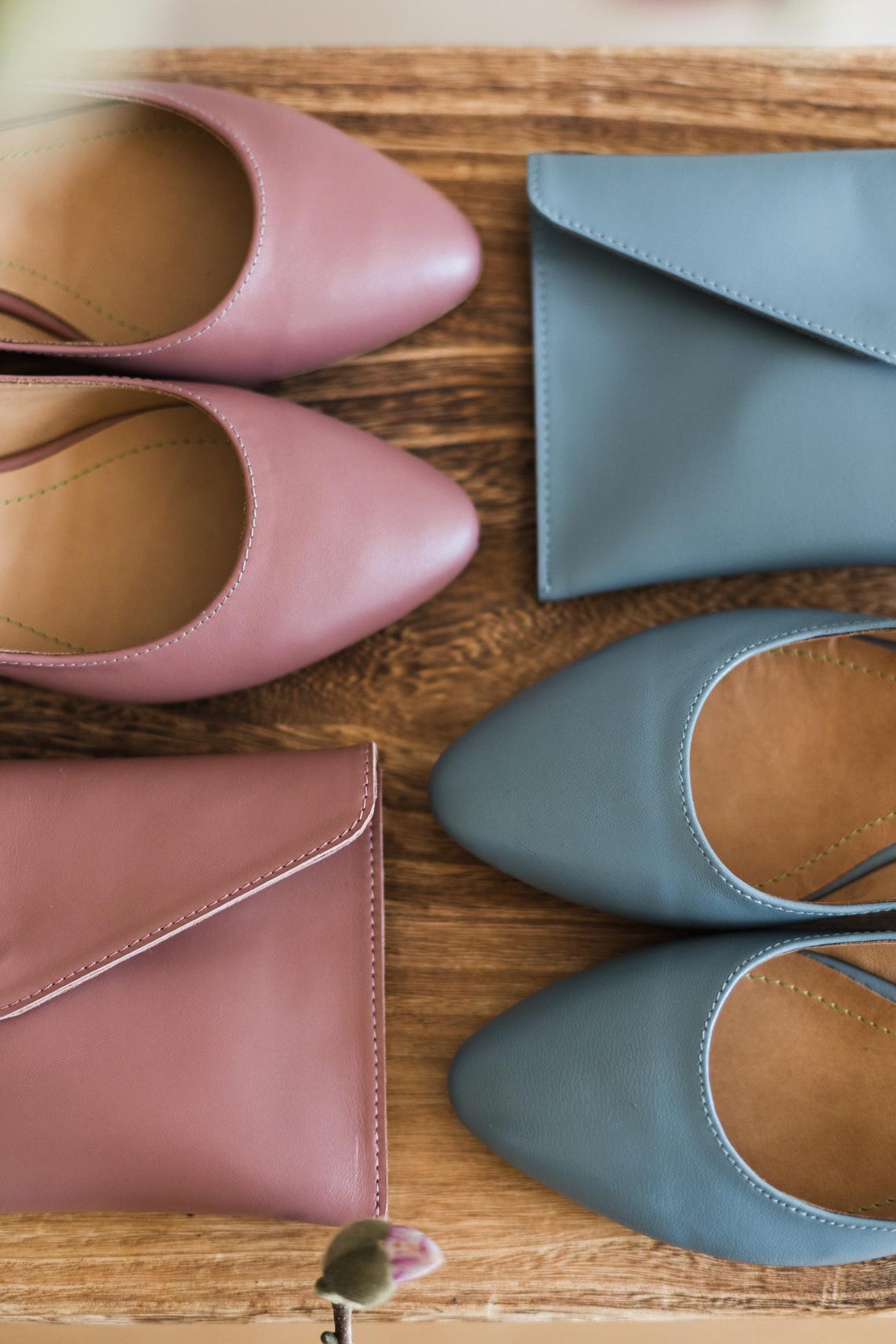 Handmade Dusty Blue Leather Slingback Ballerinas: Pointed Toe Flats - Etsy
