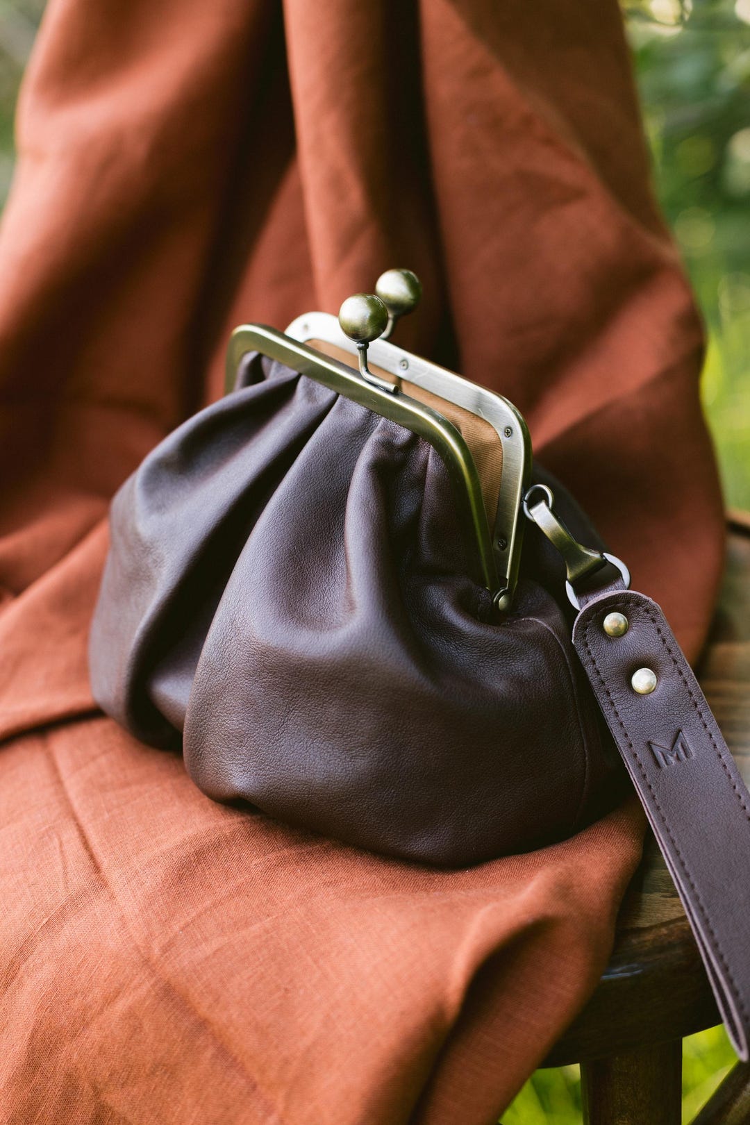 Mini Kiss Lock Leather Purse: Retro Chocolate Brown Clutch - Etsy