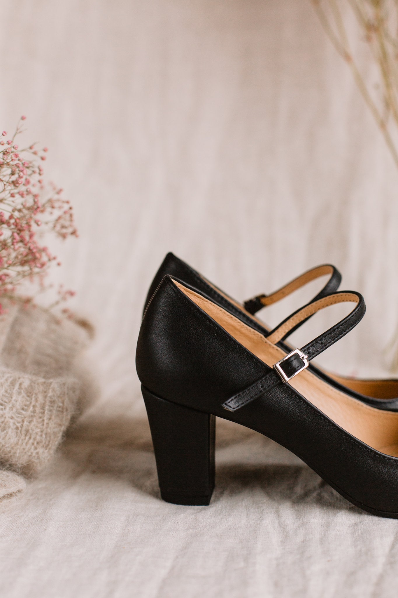 Mary-jane Heels Natural Full Grain Black Leather Mary Jane - Etsy