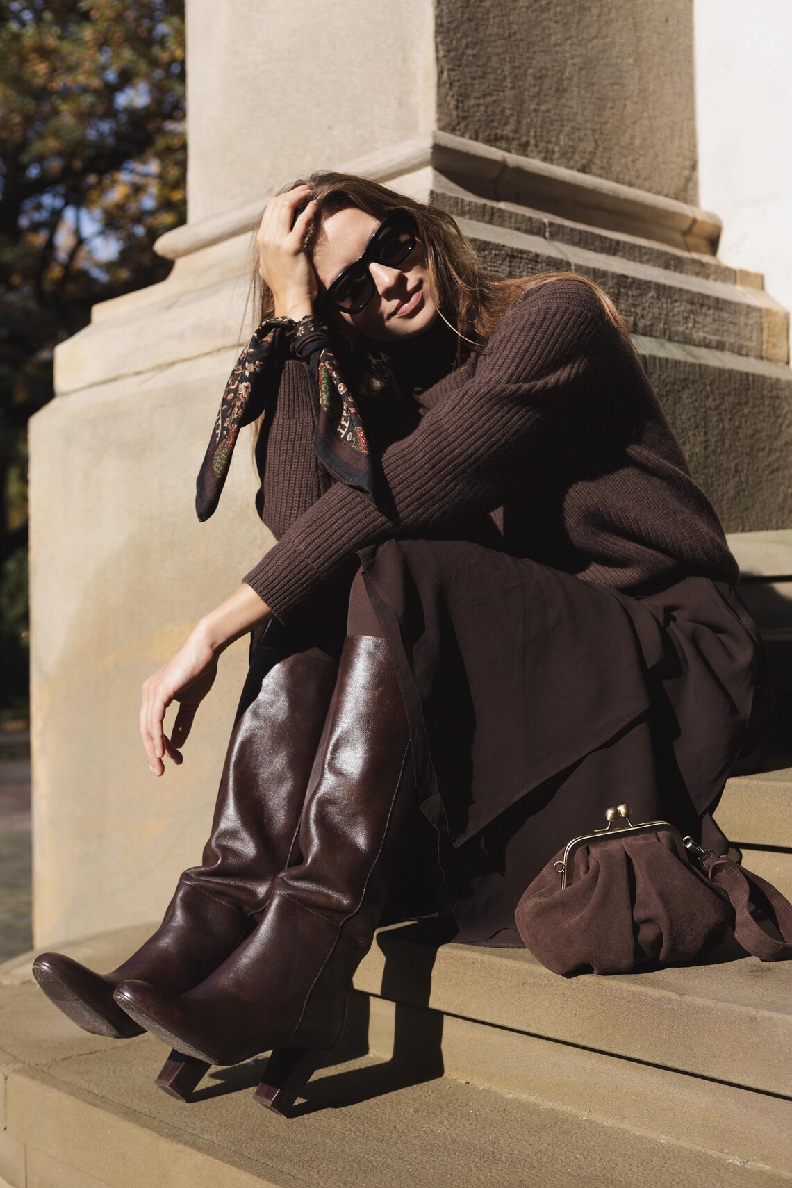 Handmade Chocolate Brown Women’s Leather Knee-high Heeled Boots - Etsy