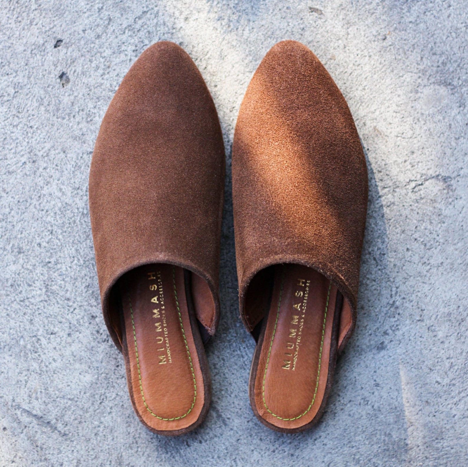 Classic Cigaro Brown Velvet Leather Mule Gift for Her Boho - Etsy