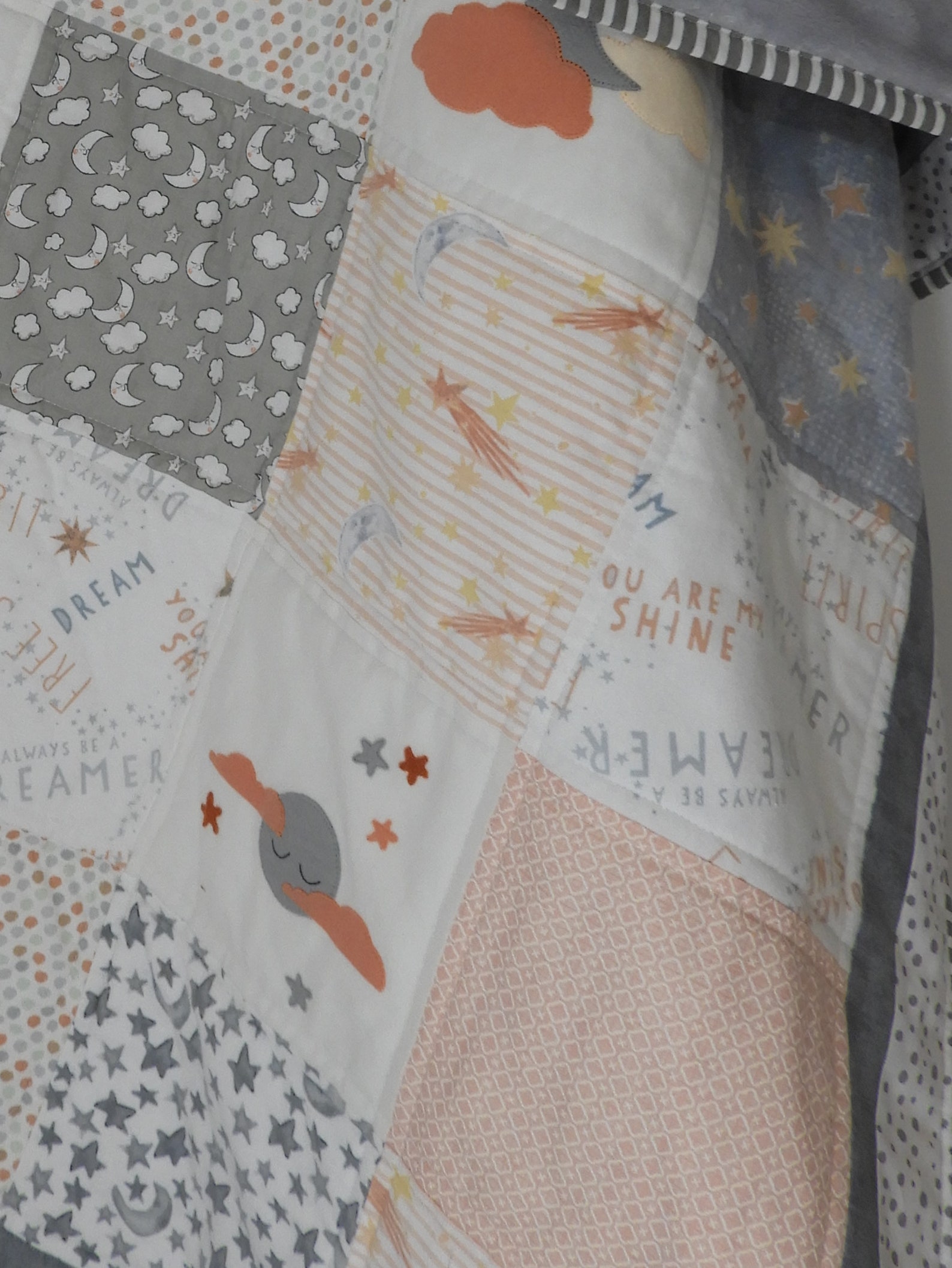 Moon Baby Quilt/moon Stars Quilt/to the Moon Quilt/handmade | Etsy