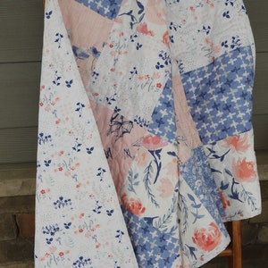 Boho Baby Quilt/watercolor Quilt/ Blush Baby Quilt/ Boho Nursery ...