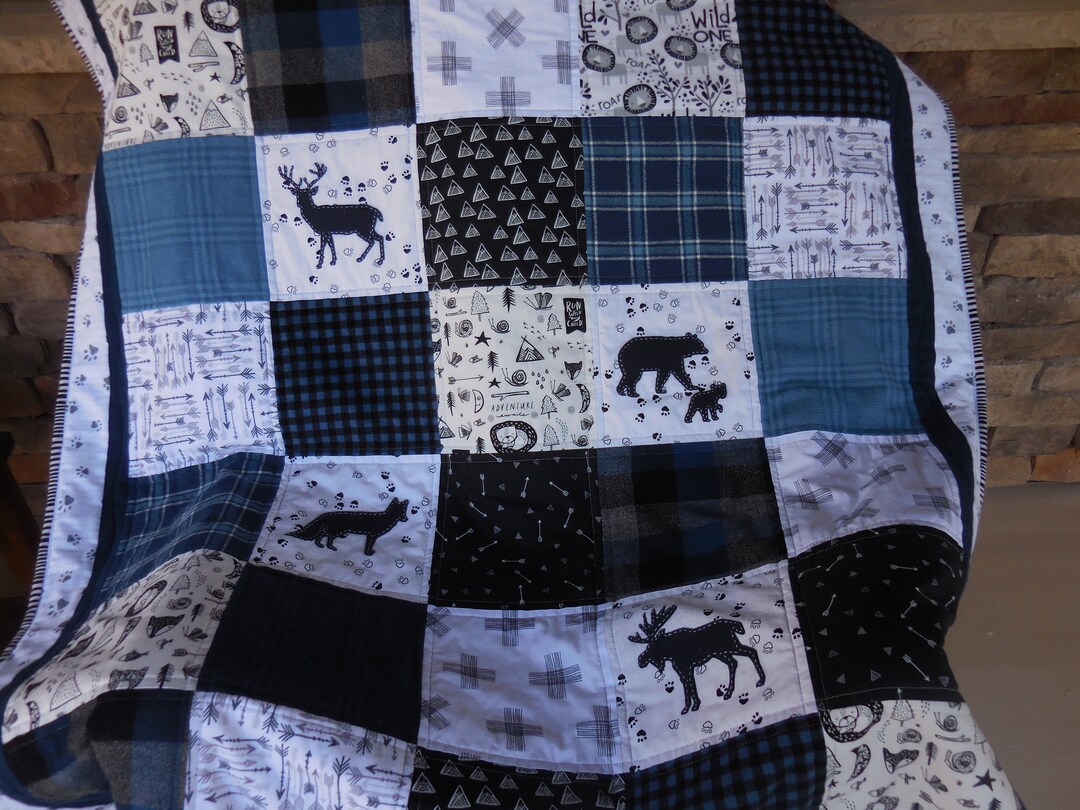 Rustic Nursery/northwoods Baby Quilt/forest Quilt/bear/deer/woodland ...