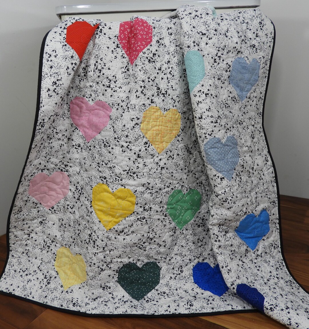 Heart Baby Quilt/gender Neutral Quilt/heart Blanket/handmade Baby Quilt ...