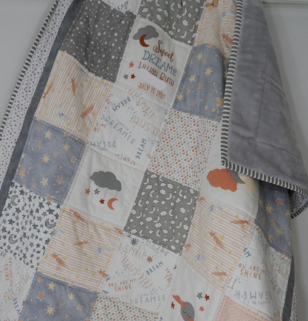 Moon Baby Quilt/moon Stars Quilt/to the Moon Quilt/handmade Baby Quilt ...