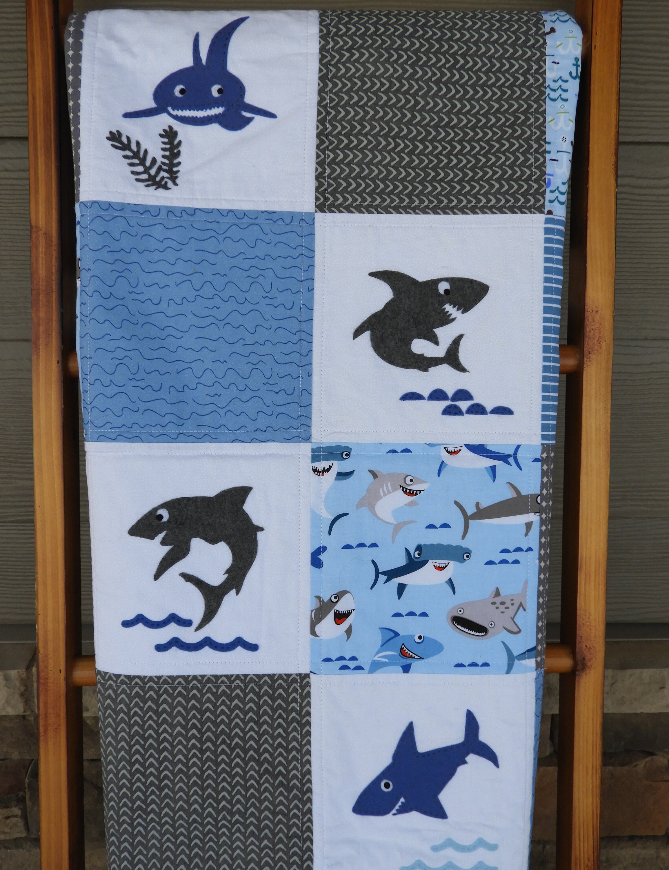 Shark Quilt/baby Shark Quilt/undersea Quilt/marine - Etsy
