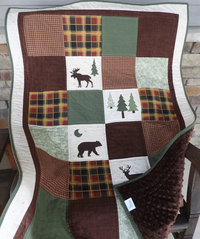 Rustic Baby Quilt/northwoods Baby Quilt/forest Quilt/brown Plaid Baby ...