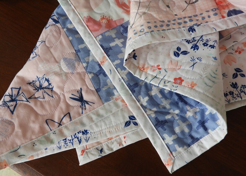 Boho Baby Quilt/watercolor Quilt/ Blush Baby Quilt/ Boho Nursery ...
