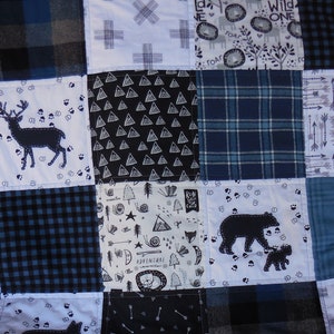 Rustic Nursery/northwoods Baby Quilt/forest Quilt/bear/deer/woodland ...