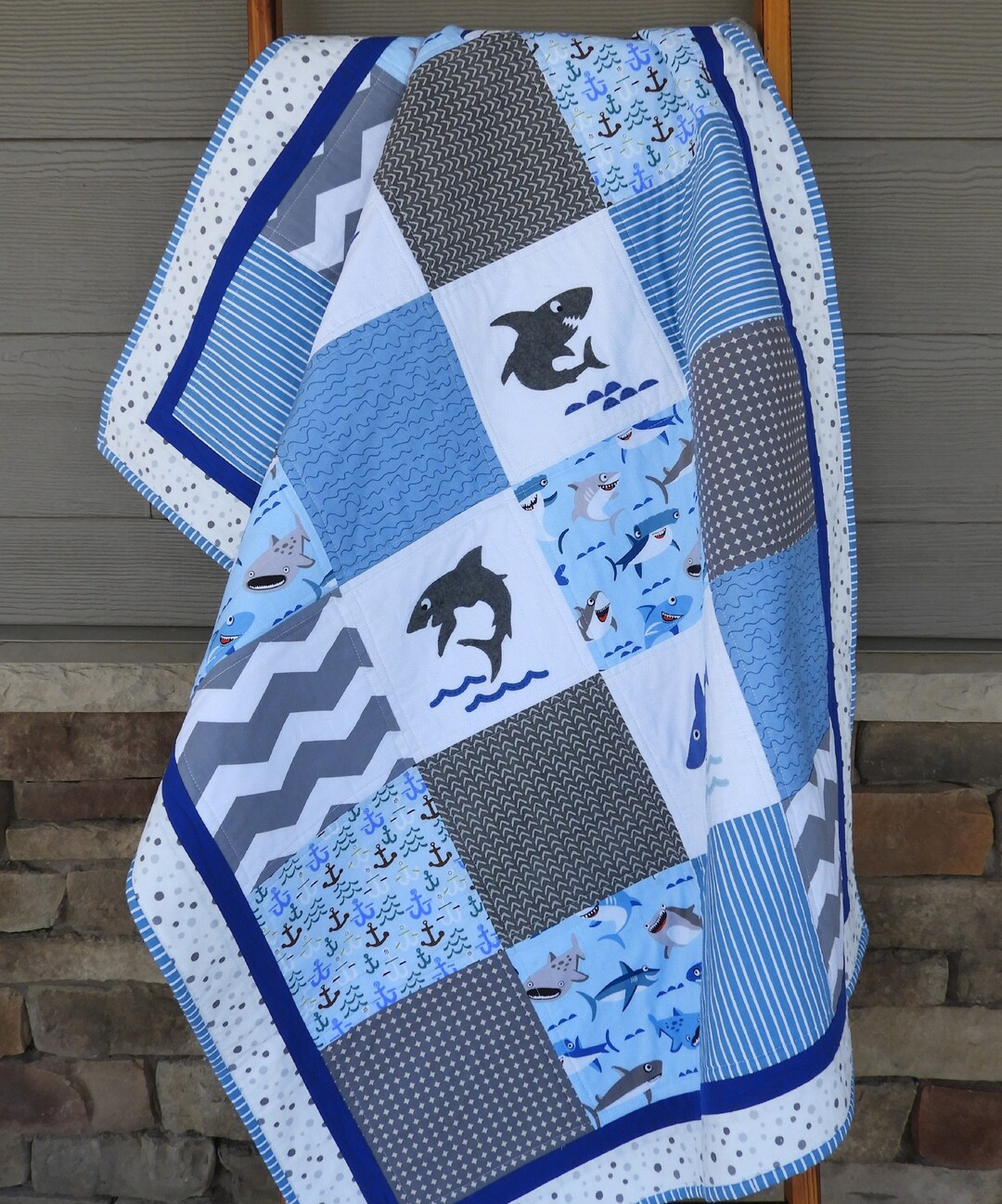Shark Quilt/baby Shark Quilt/undersea Quilt/marine Quilt/undersea ...