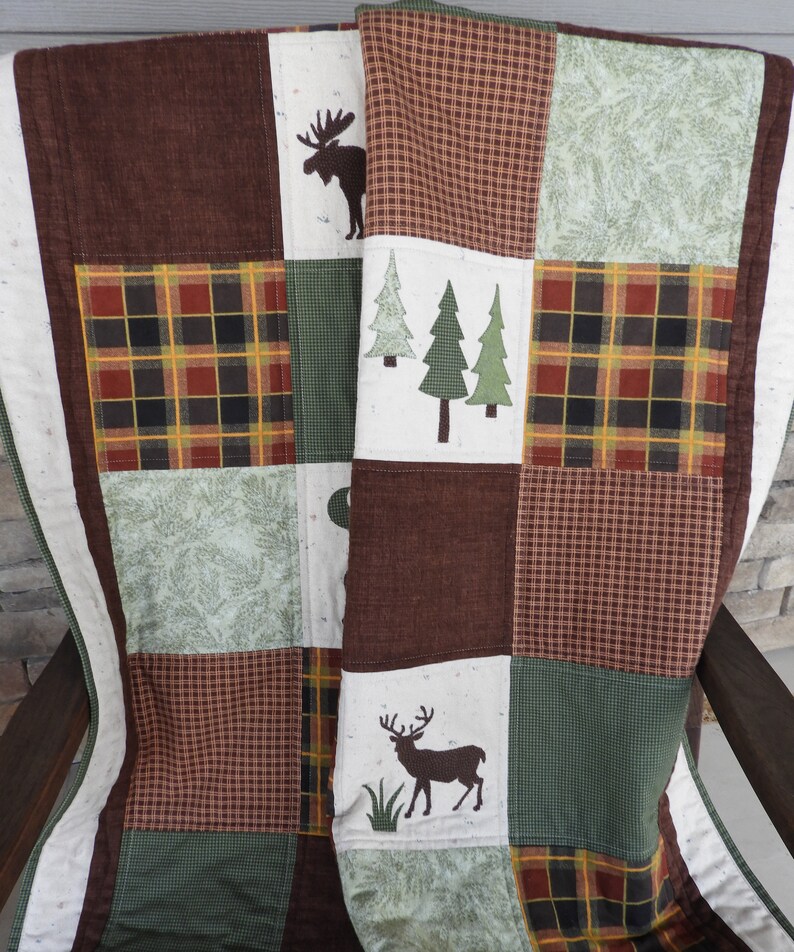 Rustic Baby Quilt/northwoods Baby Quilt/forest Quilt/brown Plaid Baby ...