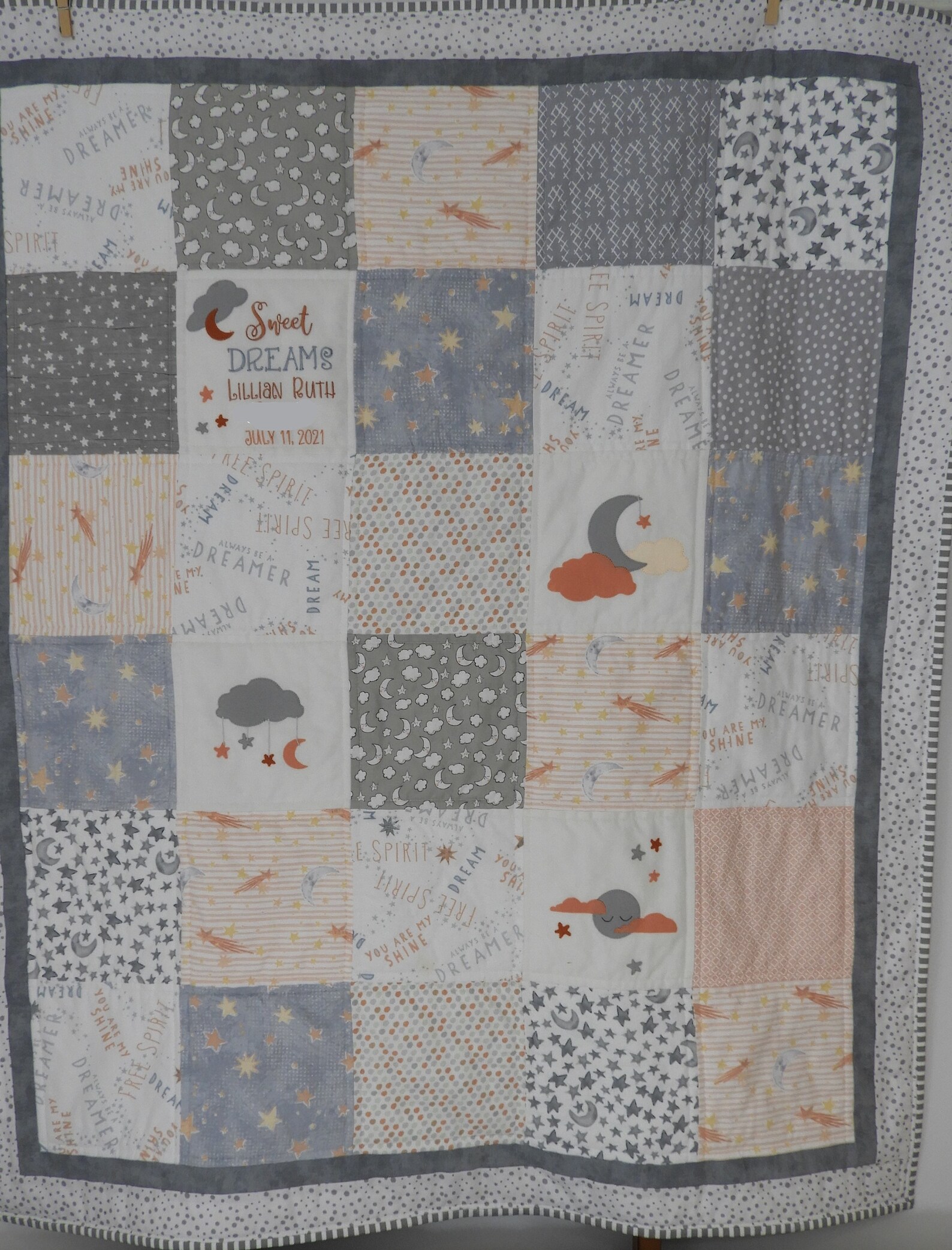 Moon Baby Quilt/moon Stars Quilt/to the Moon Quilt/handmade | Etsy