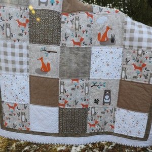 Woodland Baby Quilt/fox Baby Quilt/woodland Nursery/handmade Baby Quilt ...