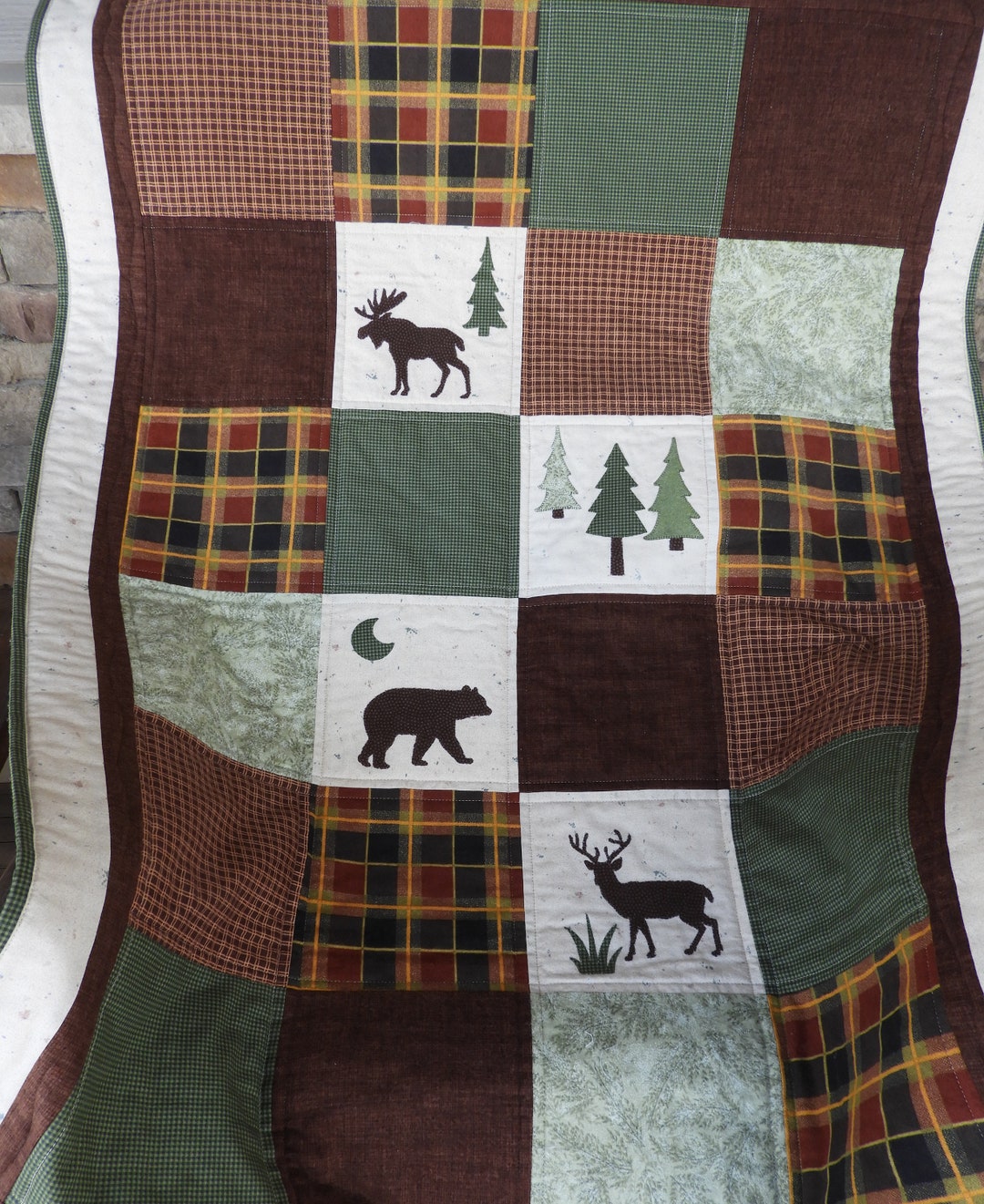 Rustic Baby Quilt/northwoods Baby Quilt/forest Quilt/brown Plaid Baby ...