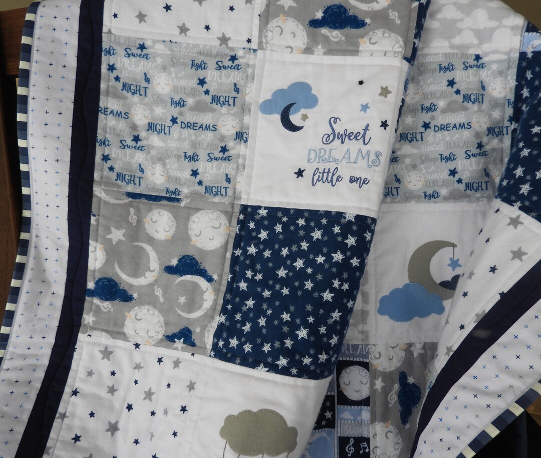 Moon Baby Quilt/moon Stars Quilt/to the Moon Baby Quilt/handmade Baby ...