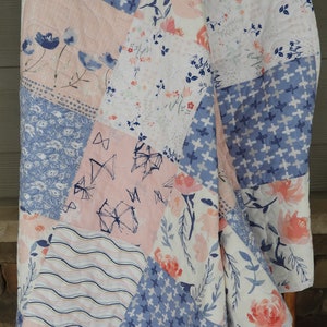 Boho Baby Quilt/watercolor Quilt/ Blush Baby Quilt/ Boho Nursery ...