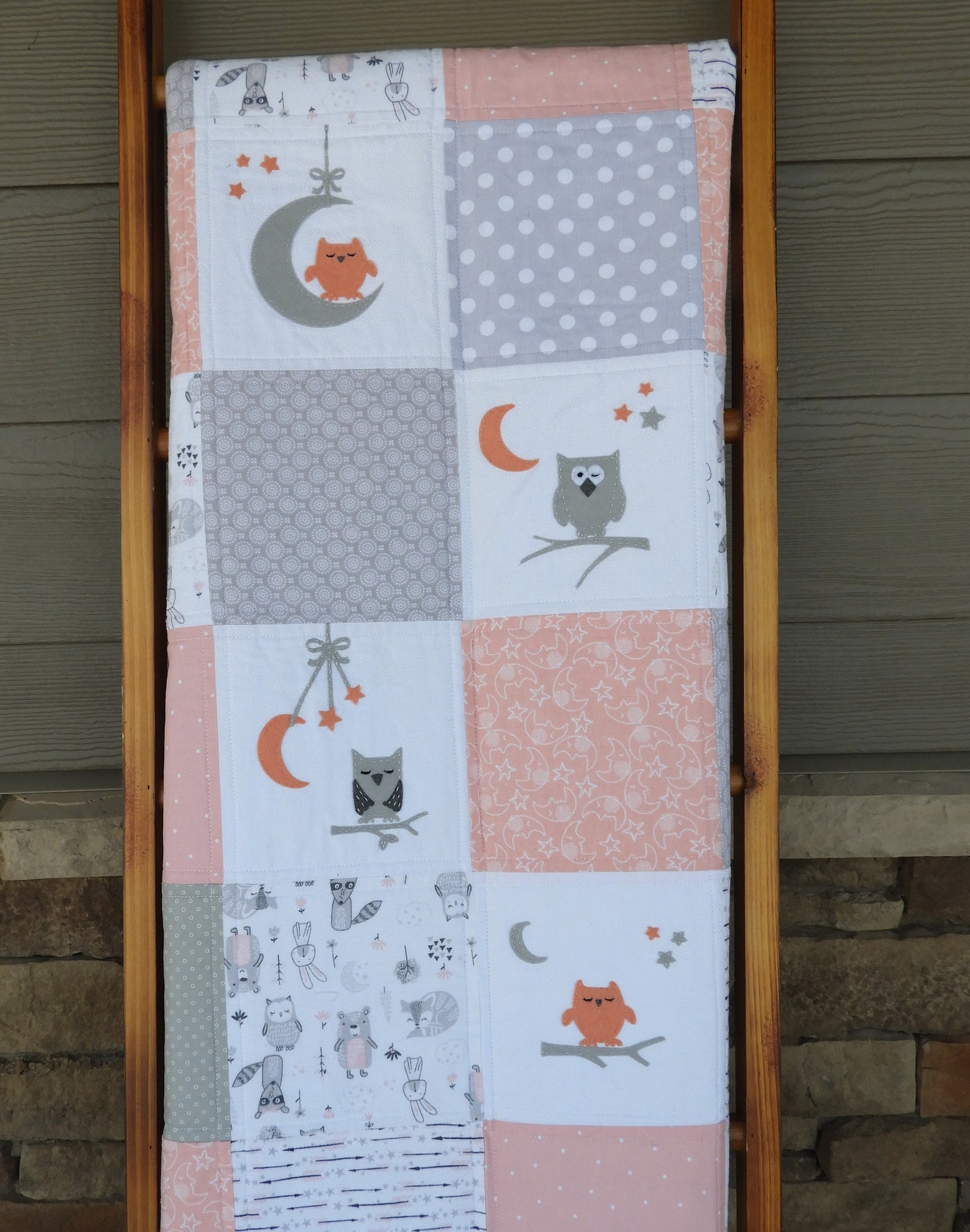 Owl baby quilt/handmade baby quilt/Owl baby blanket/Owl | Etsy