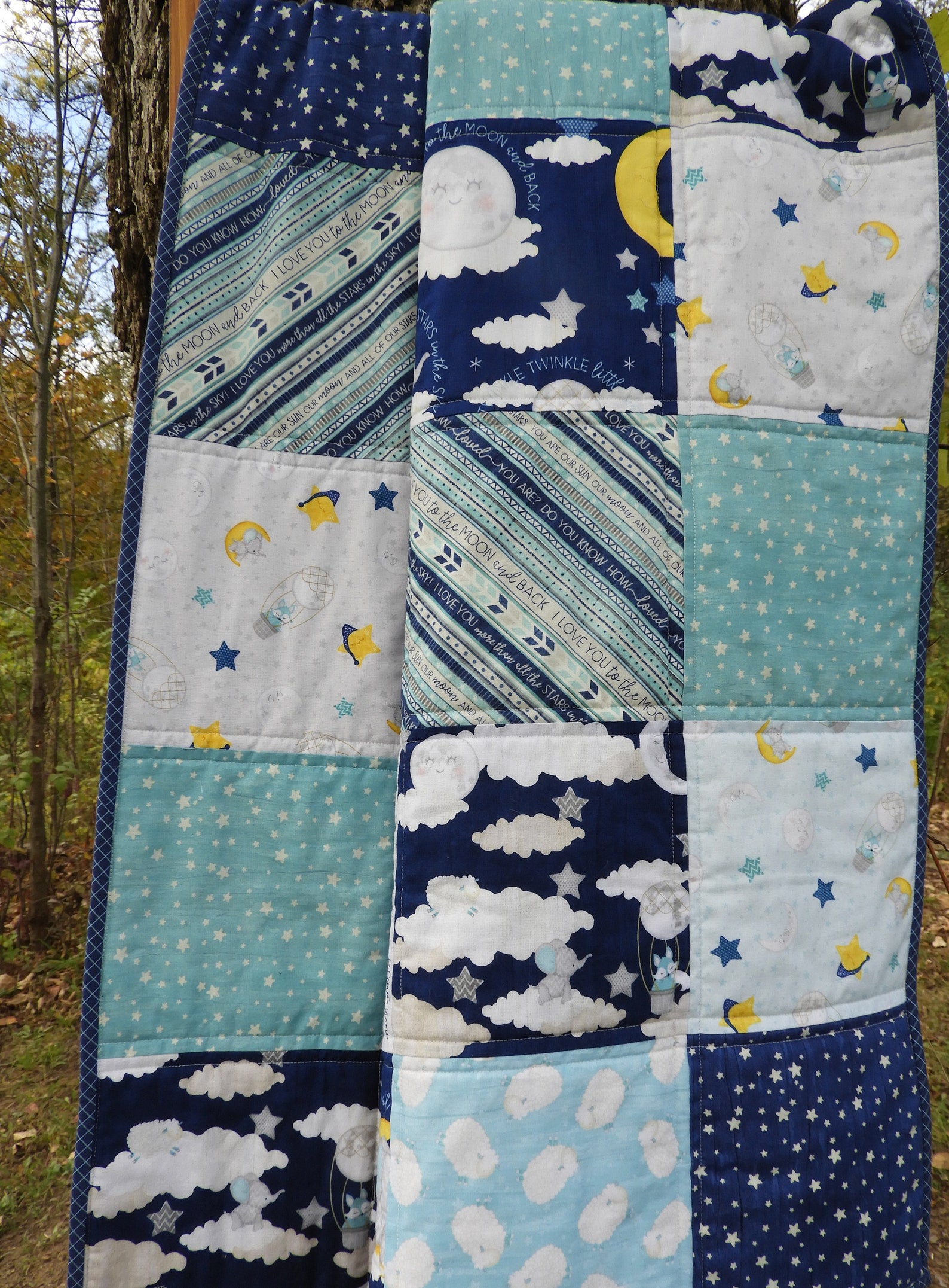 Love You to the Moon Baby Quilt/handmade Baby Quilt/moon Stars - Etsy