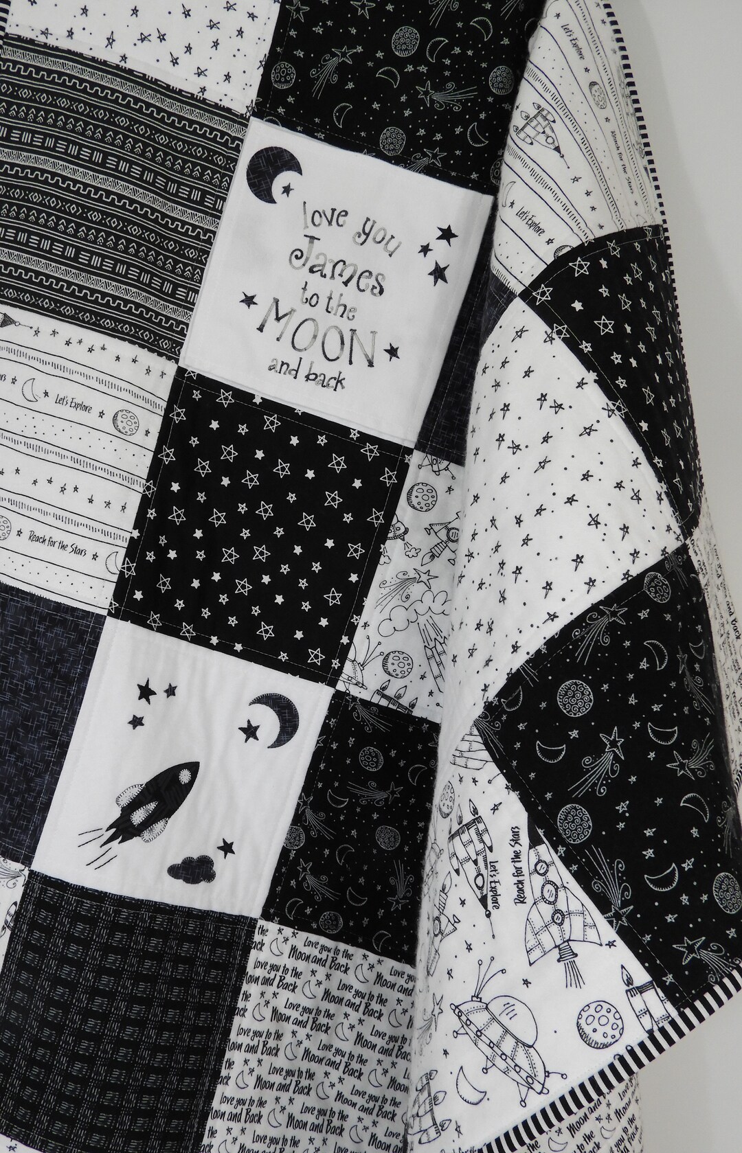 To the Moon Quilt/moon Stars Quilt/to the Moon Baby Quilt/handmade Baby ...