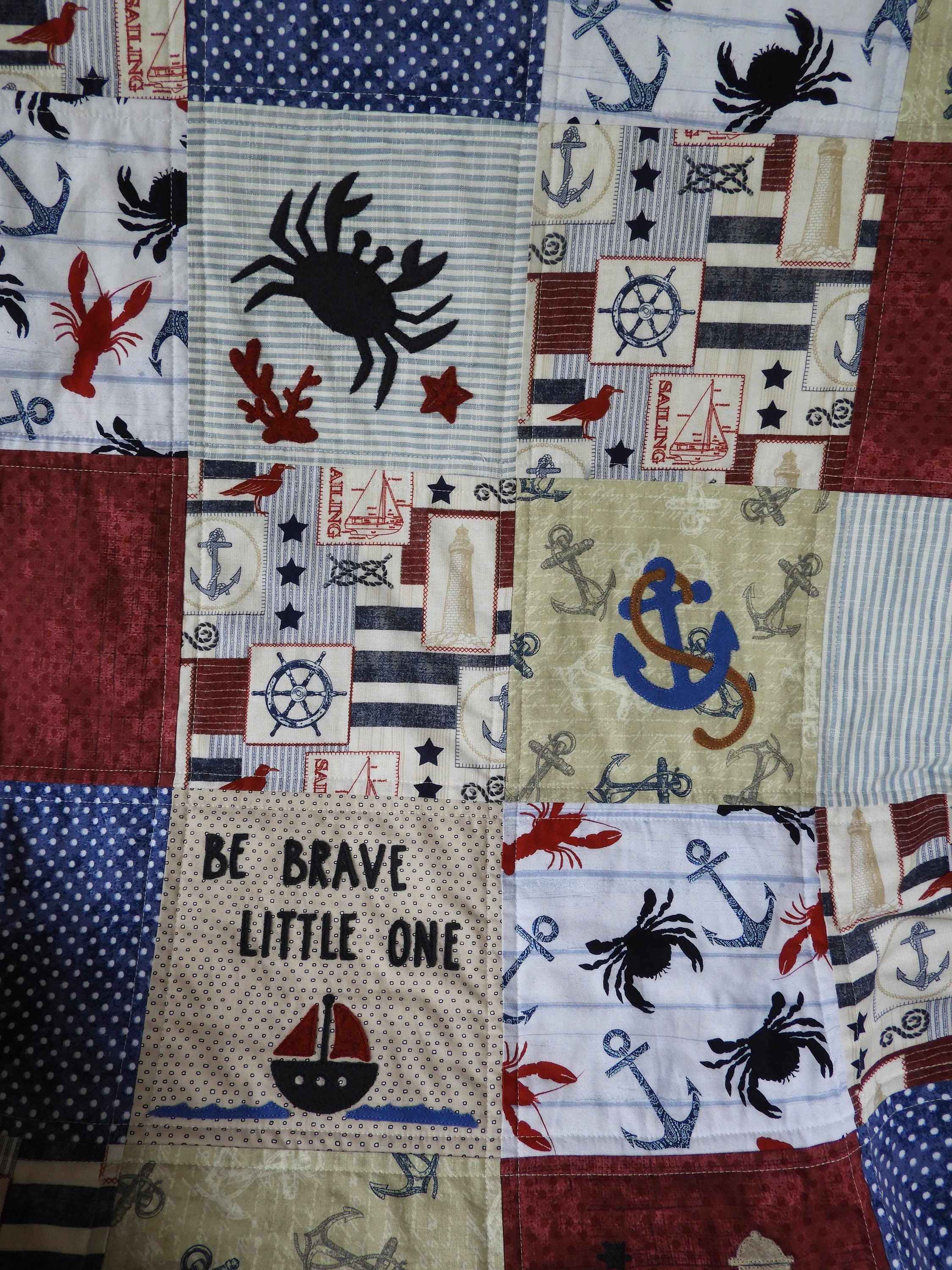 Nautical Baby Quilt/crab Baby Quilt/nautical Nursery/sailing Quilt ...