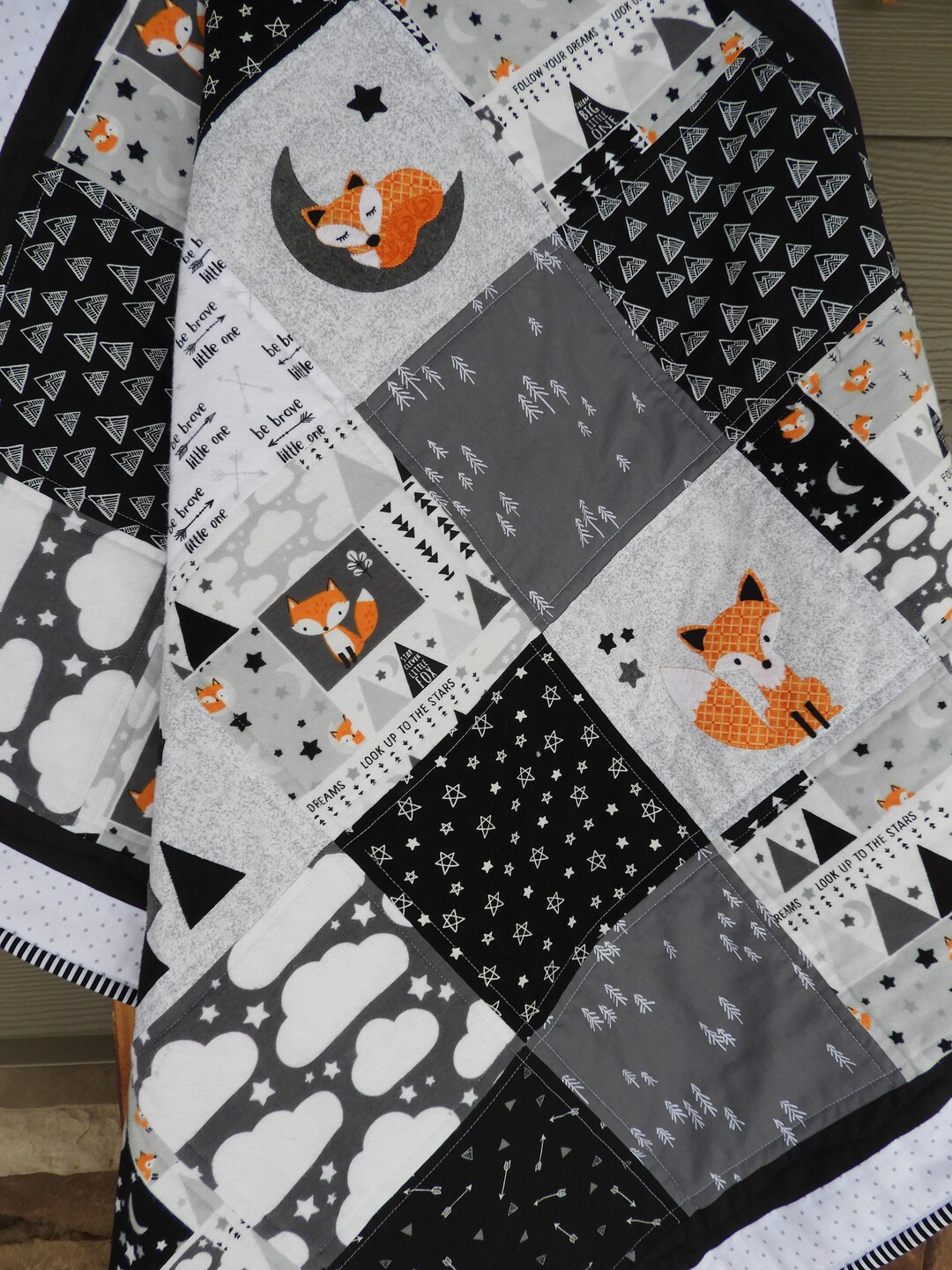 Woodland Baby Quilt/fox Baby Quilt/woodland Nursery/handmade Baby Quilt ...