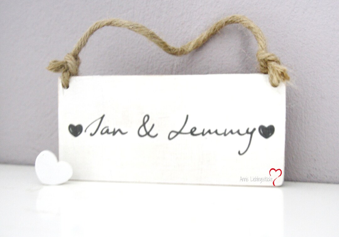 Wooden Sign 2 Names With Hearts - Etsy