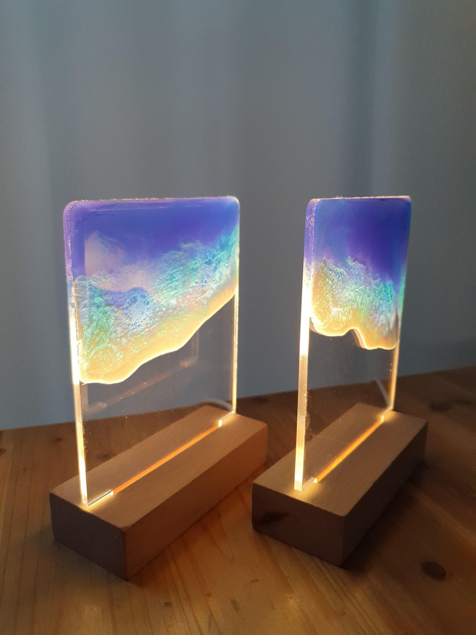 3D Resin Art LED Ocean Lamp Nautical Acrylic Night Light Beach | Etsy