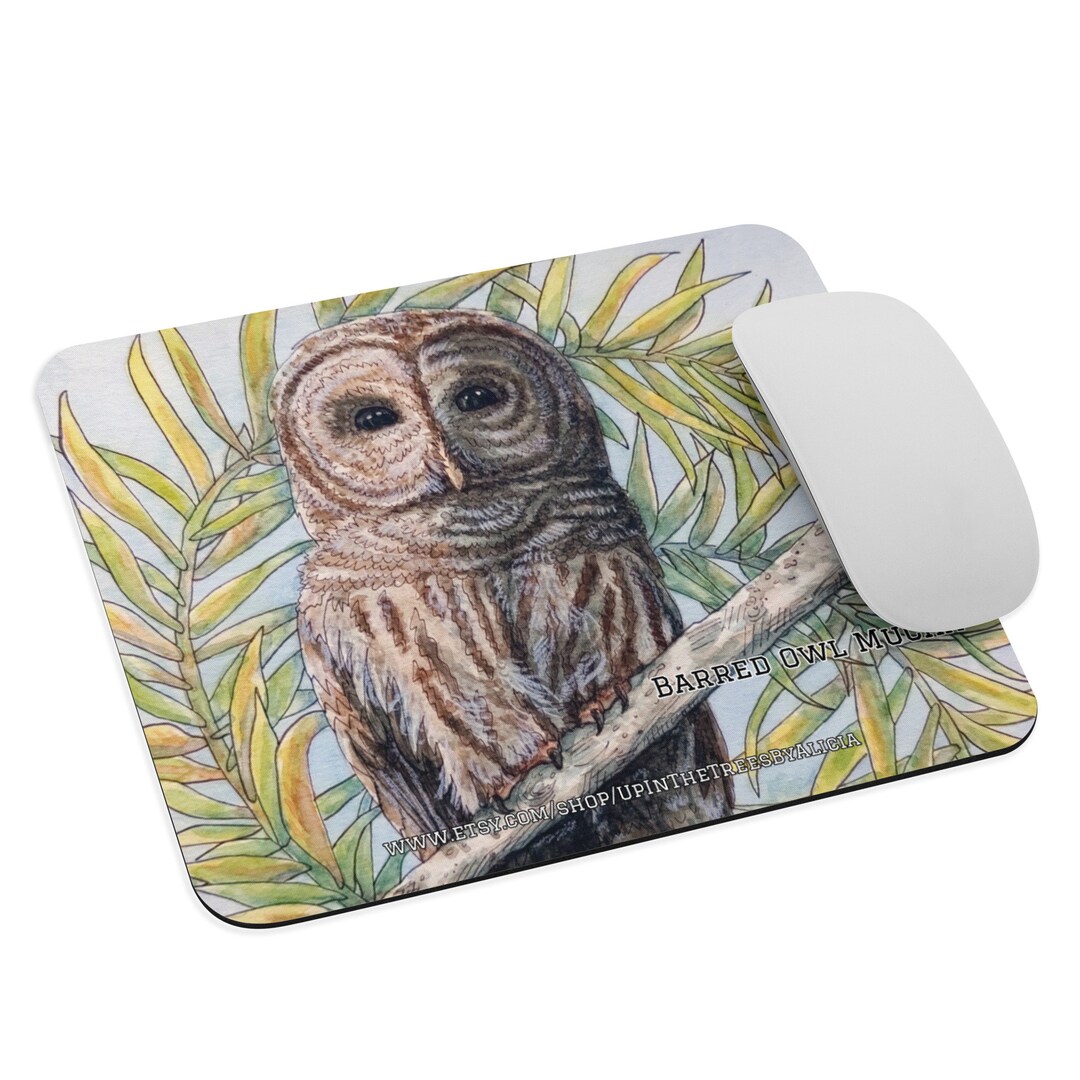 Barred Owl Mucha Mouse Pad - Etsy