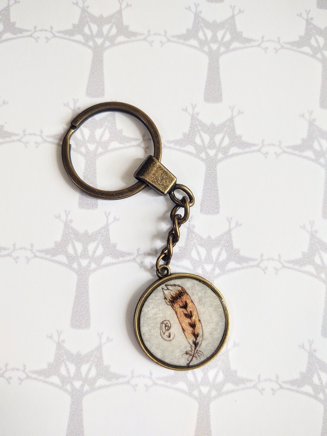 Painted Keychain: Red Tailed Hawk Feather - Etsy