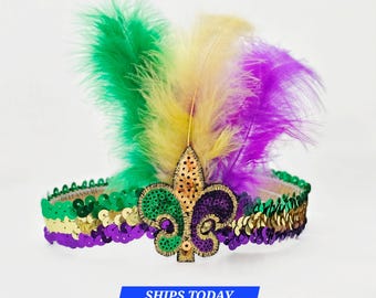 Mardi Gras Headband Headpiece - Etsy