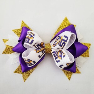 LSU Hair Bow • Glitter Cheer Bow • Infant Bow • Toddler Hairbow • Girls ...