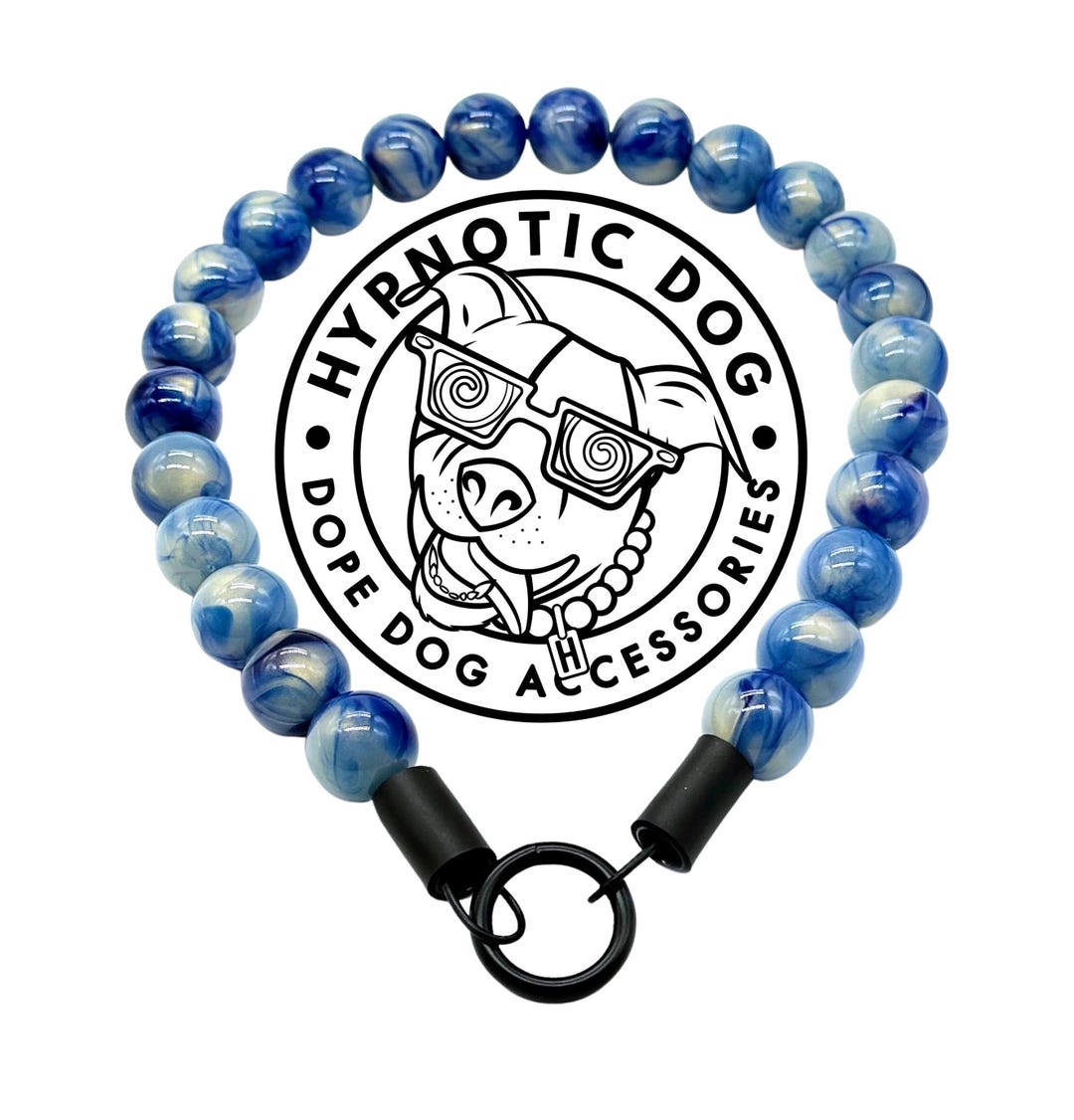 Neptune Blue Acrylic Durable Bead Slip on Dog Collar, Custom, Beaded ...